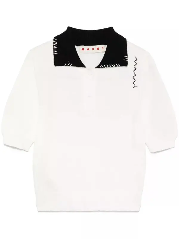 Marni Contrasting-collar Polo Shirt - White