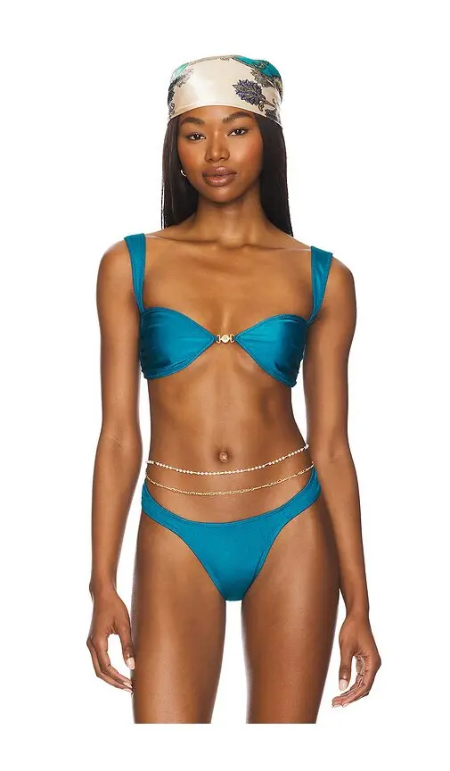 SOMMER SWIM Soriya Bikini Top - Blue Fondale