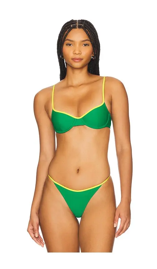 CAMILA COELHO Rio Underwire Bikini Top - Green & Yellow