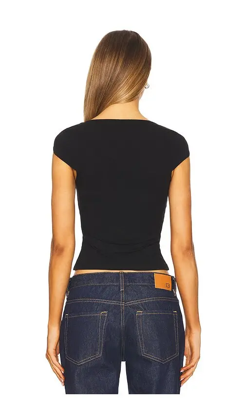 Good American Super Stretch V-neck Cap Sleeve T-shirt