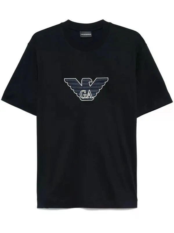 Emporio Armani Logo-patch T-shirt - Blue