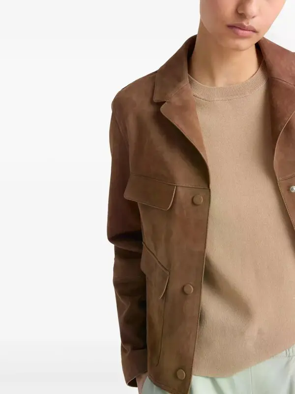 YVES SALOMON Suede Jacket - Brown