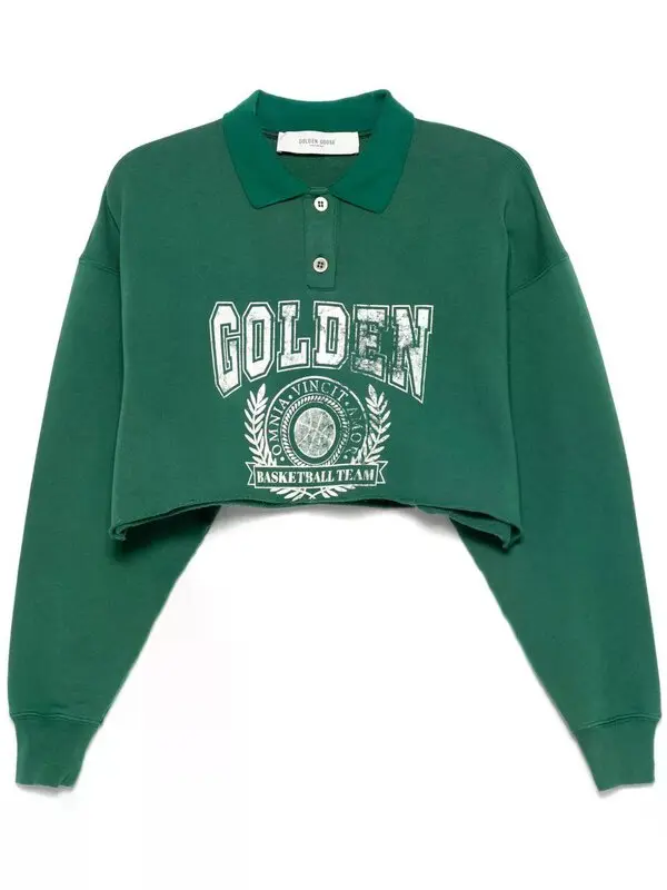 GOLDEN GOOSE Printed Cropped Polo Top