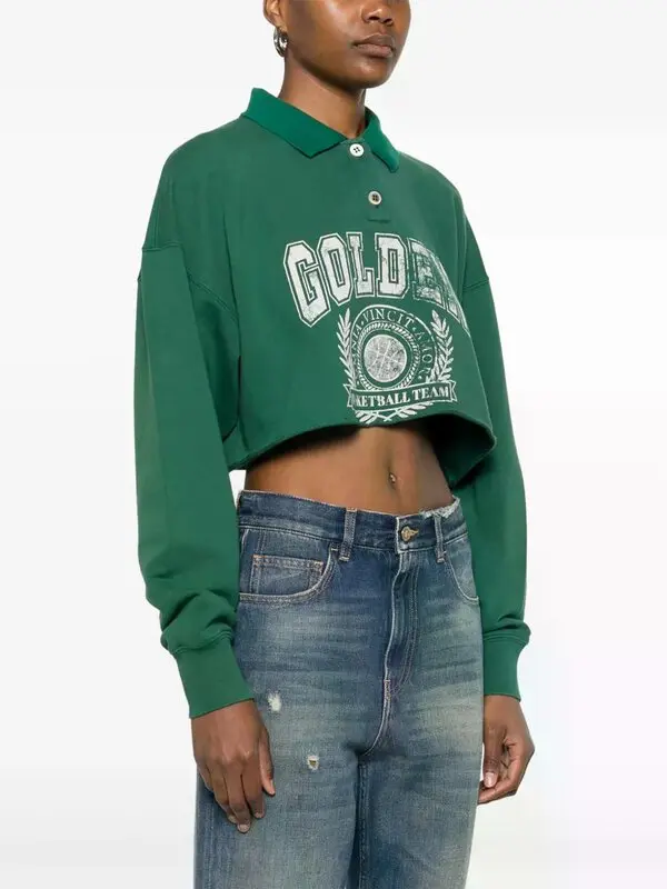 GOLDEN GOOSE Printed Cropped Polo Top