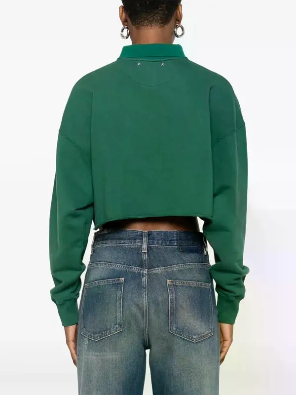 GOLDEN GOOSE Printed Cropped Polo Top