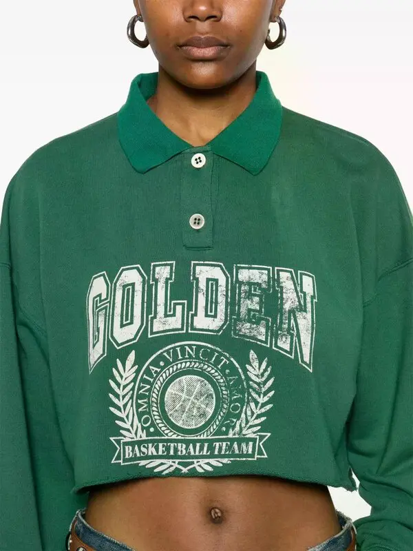 GOLDEN GOOSE Printed Cropped Polo Top