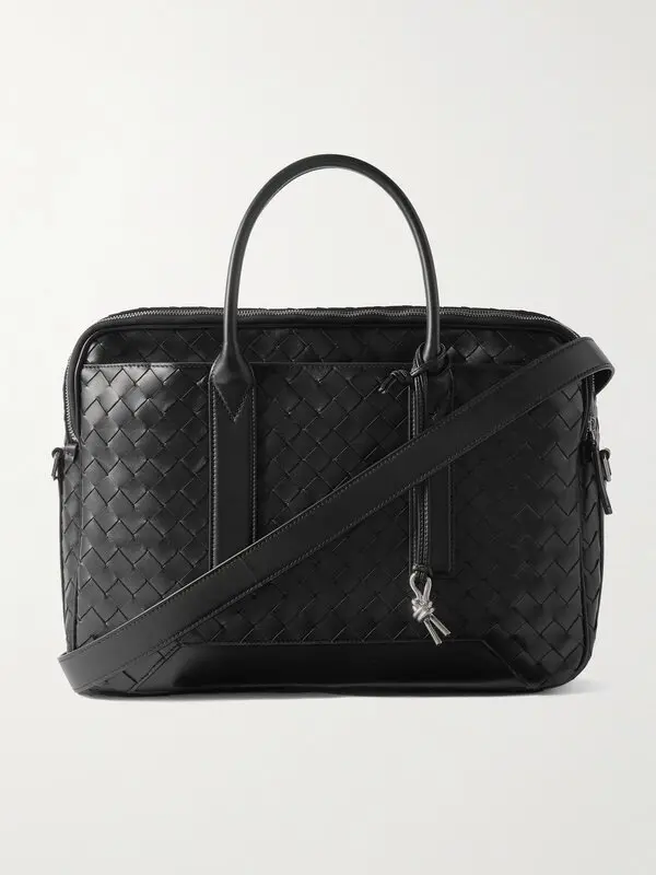 Bottega Veneta Intrecciato Leather Briefcase - Black