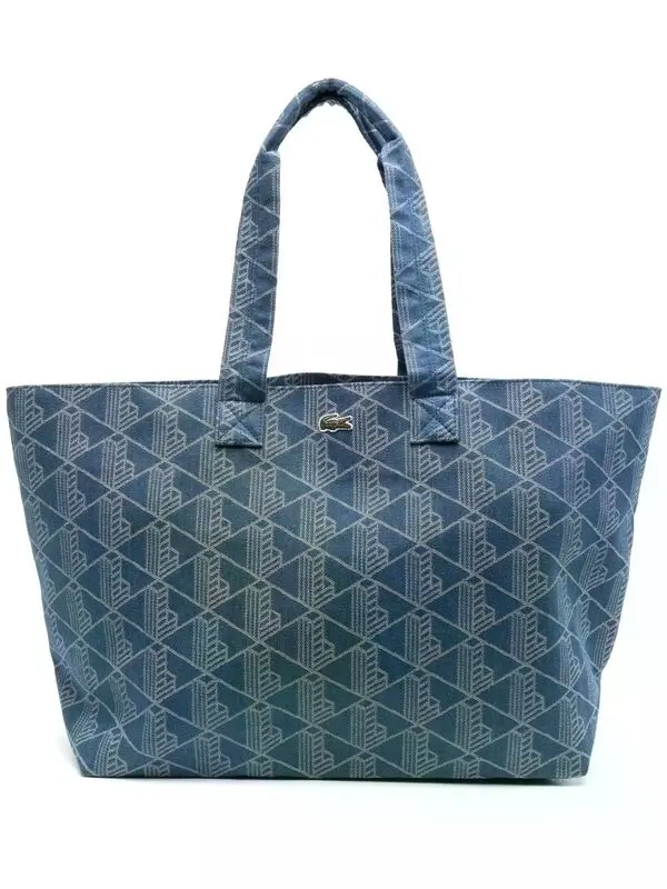 Lacoste Xl Mono-jacquard Tote Bag - Blue