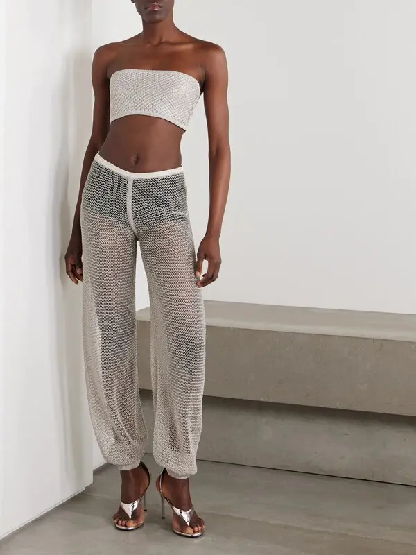 Alaïa Cropped Metallic Bandeau Top