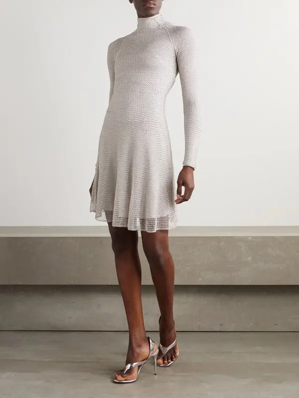 Alaïa Metallic Open-knit Mini Dress