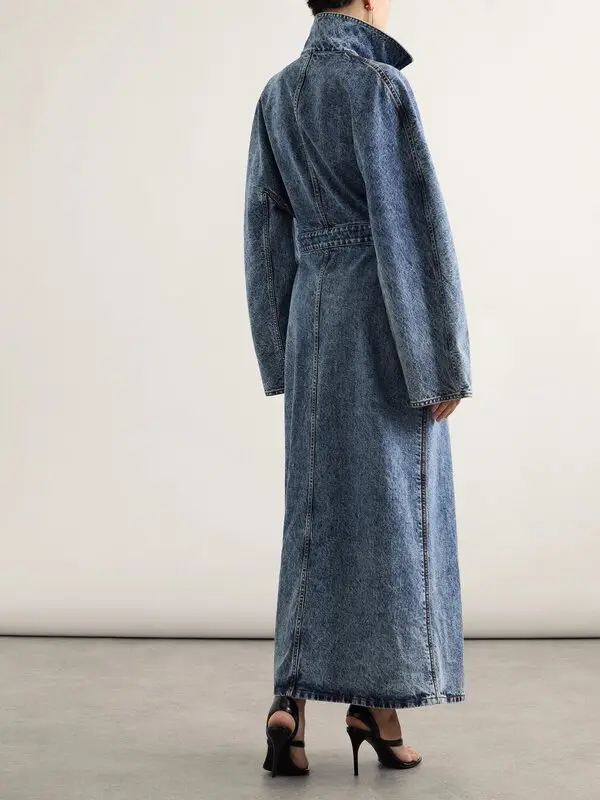 Alaïa Spiral Asymmetric Denim Coat - Blue