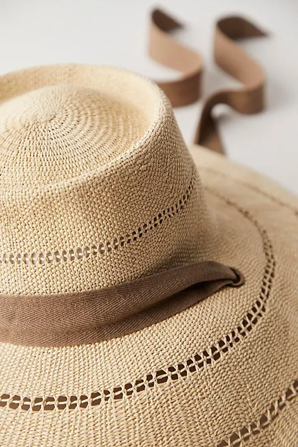 Lack Of Color Beige Hat with Gold Chain and Brown Scarf Lack Of Color Ridge Felt Cowboy Hat In Peach - 56% Off  main image 3