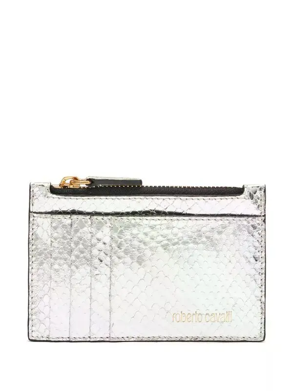 Roberto Cavalli Metallic-leather Card Holder - Silver