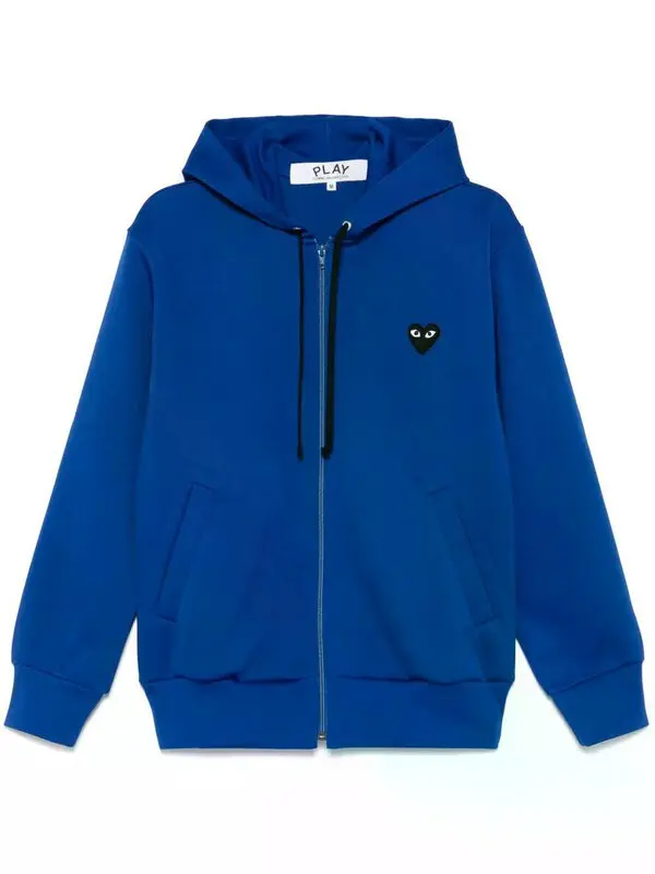 Play Comme Des Garcon Heart-emblem Zip-up Hoodie - Blue