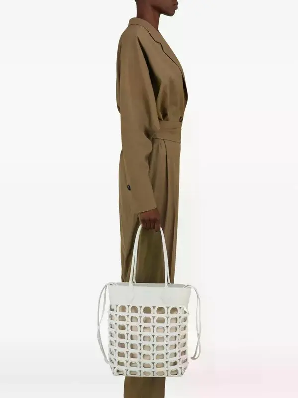 FERRAGAMO Medium Gancini Cut-out Tote Bag - White