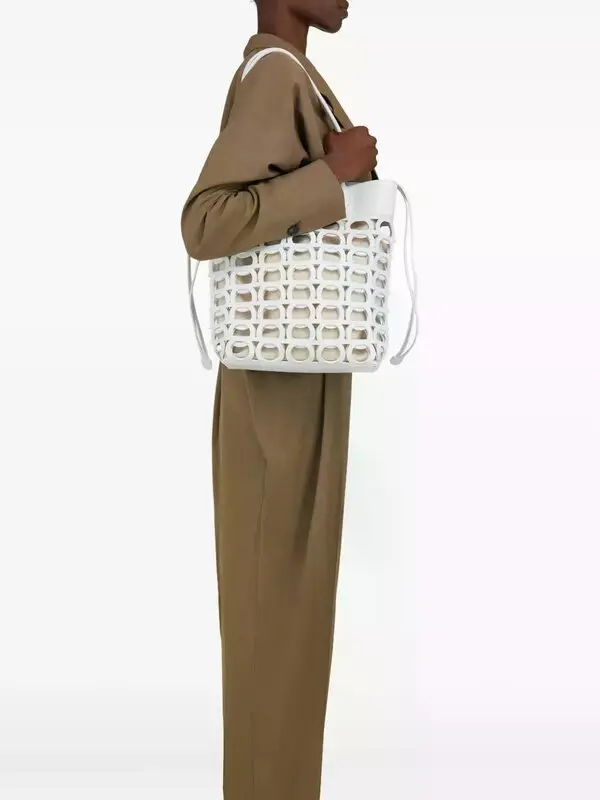 FERRAGAMO Medium Gancini Cut-out Tote Bag - White