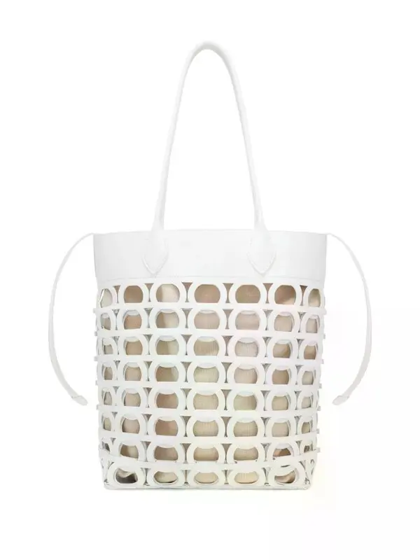 FERRAGAMO Medium Gancini Cut-out Tote Bag - White