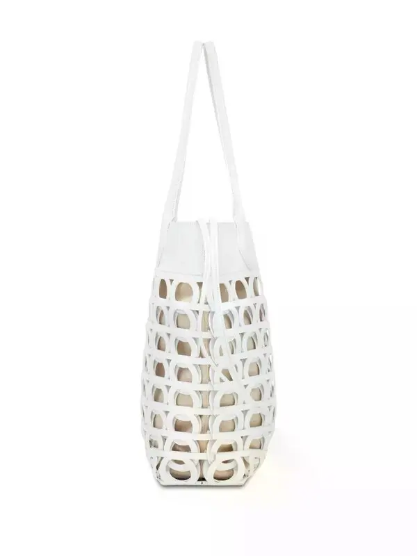 FERRAGAMO Medium Gancini Cut-out Tote Bag - White