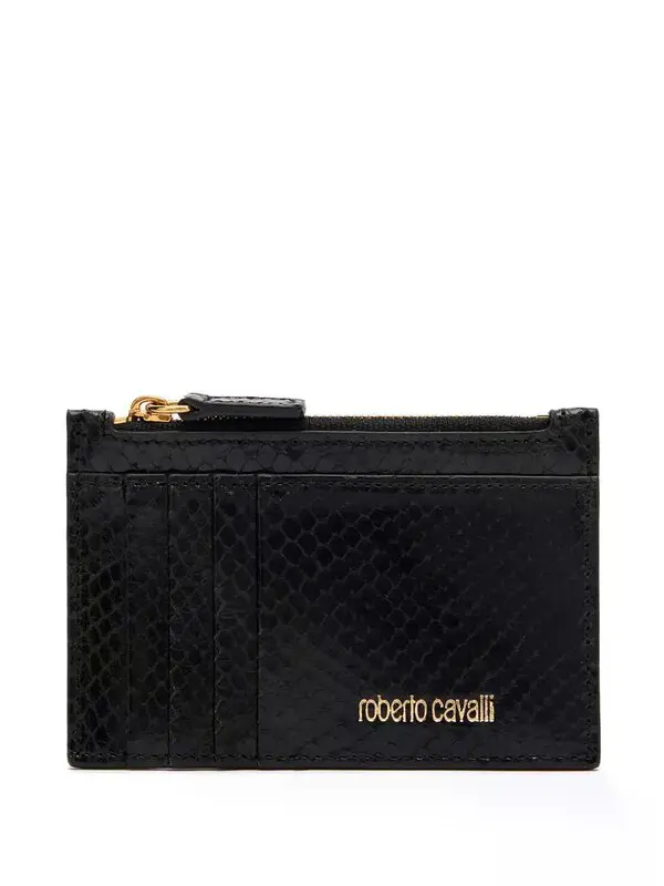 Roberto Cavalli Leather Card Holder - Black