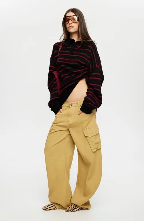 Lioness Striped Polo Sweater - Onyx