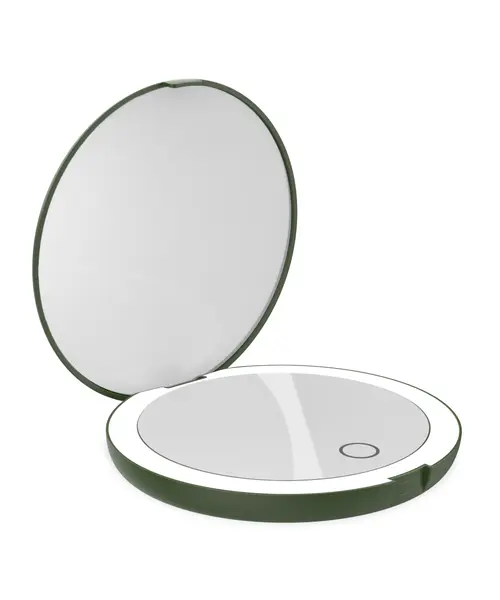 LUNA LONDON Compact Mirror | 7x Magnified Rechargeable Led Makeup Mirror - Forest Green