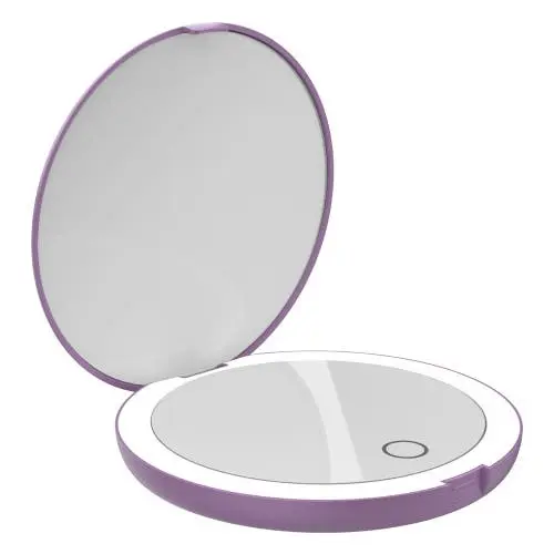 LUNA LONDON Compact Mirror | 7x Magnified Rechargeable Led Makeup Mirror - Lavender