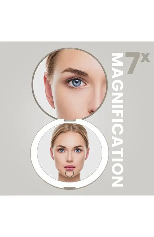LUNA LONDON Compact Mirror | 7x Magnified Rechargeable Led Makeup Mirror - Soft Stone