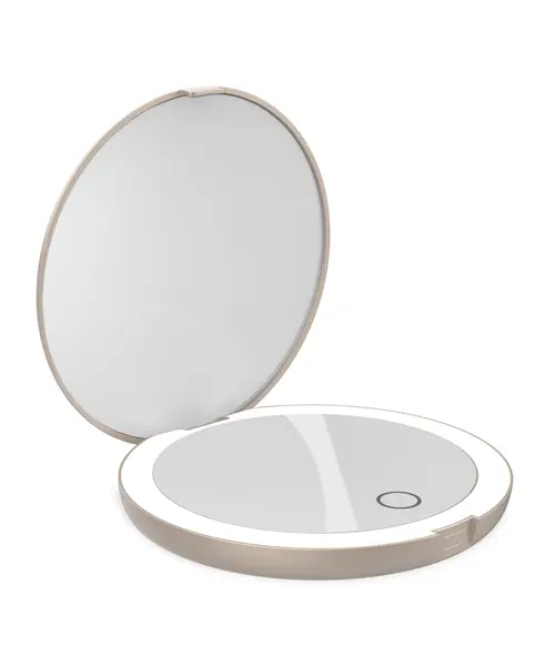 LUNA LONDON Compact Mirror | 7x Magnified Rechargeable Led Makeup Mirror - Soft Stone