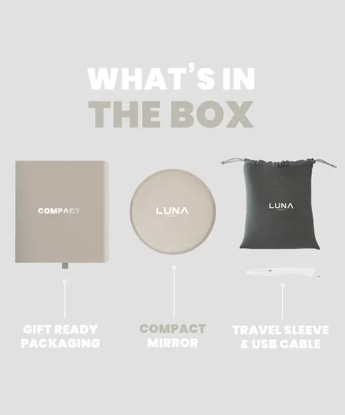 LUNA LONDON Compact Mirror | 7x Magnified Rechargeable Led Makeup Mirror - Soft Stone