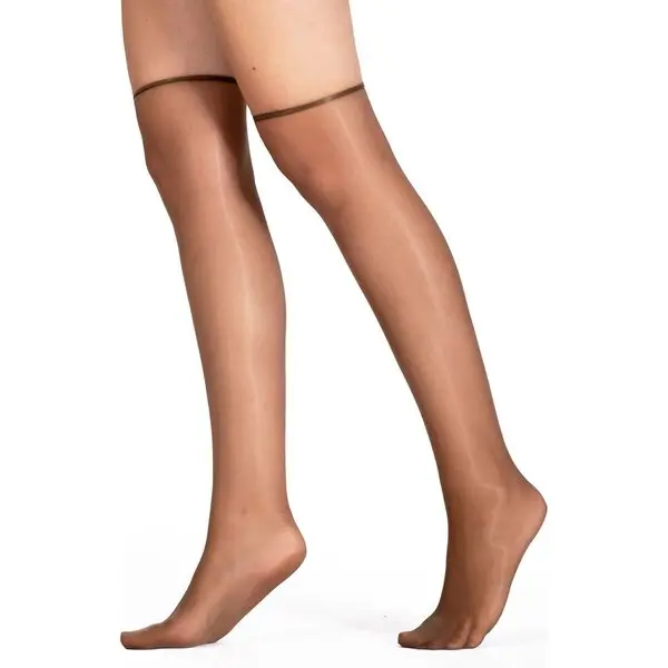 LECHERY® 2-pack Lustrous Silky Sheer Knee-high Socks - Cocoa
