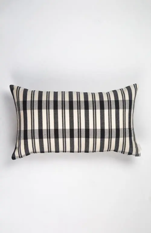 ARCHIVE NEW YORK Cecilia And Ivory Plaid Rectangle Handwoven Cotton Throw Pillow - Black