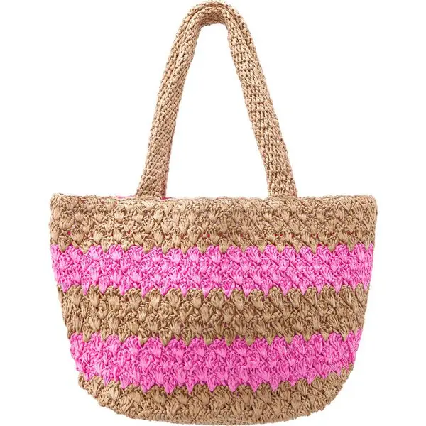 Nina Adah Faux Raffia Tote - Natural-pink