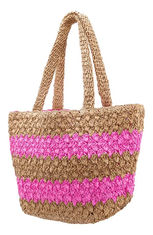 Nina Adah Faux Raffia Tote - Natural-pink