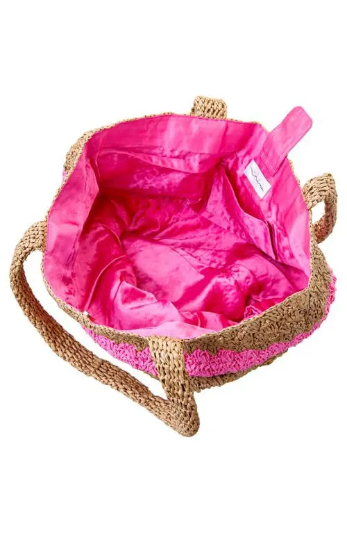 Nina Adah Faux Raffia Tote - Natural-pink
