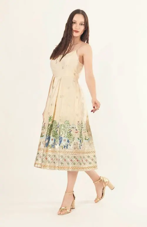 RAAS Blanche Box Pleated Midi Dress
