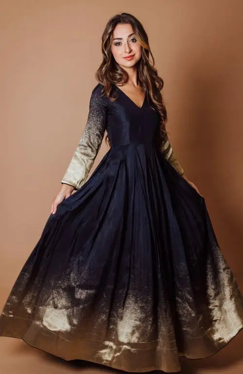 RAAS Dazzle Ombre Long Sleeve Gown