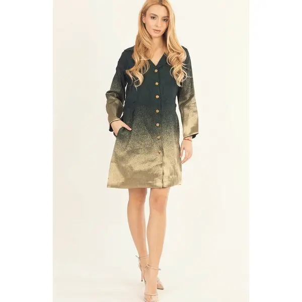 RAAS Ramona Ombre Jacquard Blazer Mini Dress - Green