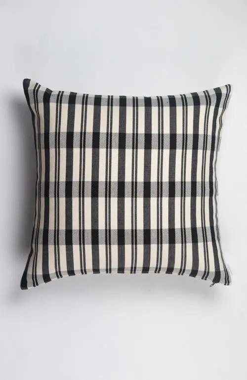 ARCHIVE NEW YORK Cecilia And Ivory Plaid Square Handwoven Cotton Throw Pillow - Black