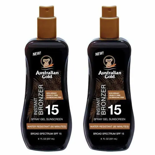 AUSTRALIAN GOLD Spf 15 Spray Gel Sunscreen With Instant Bronzer 2x8oz