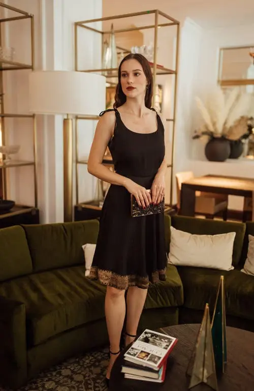 RAAS Zila Mini Fit & Flare Dress With Bow Tie