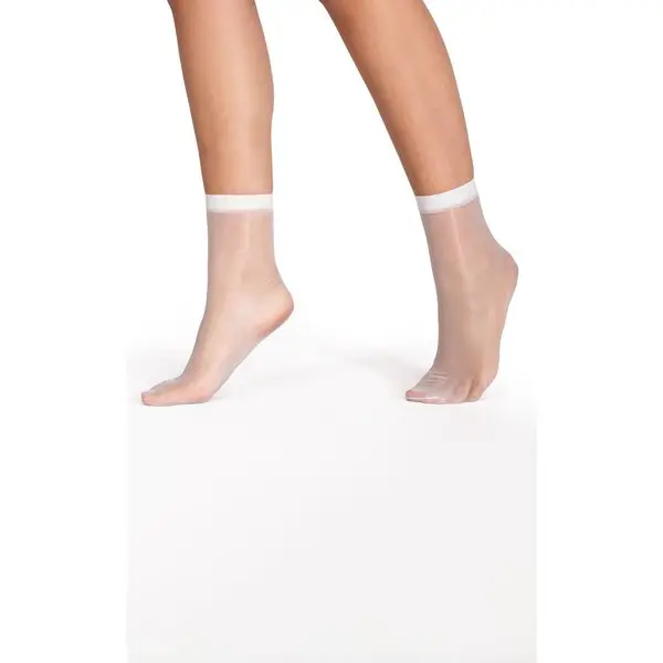 LECHERY® 2-pack Lustrous Silky Sheer Crew Socks - White