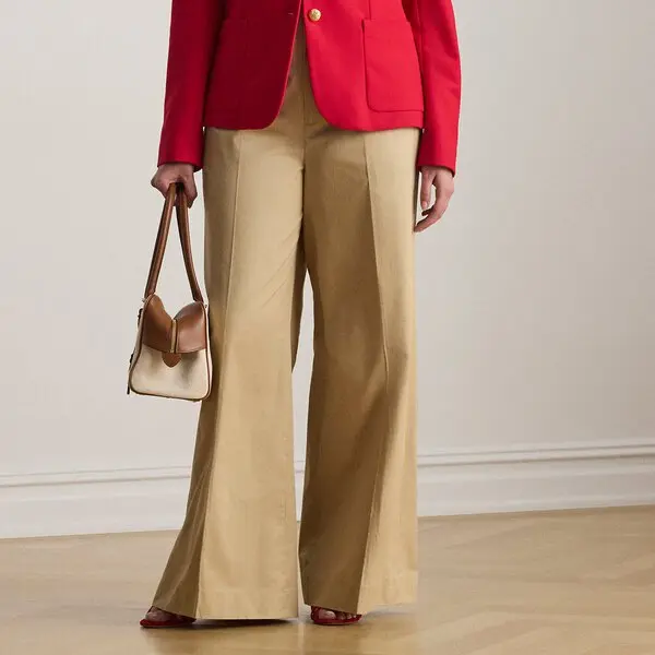 Ralph Lauren Cotton Twill Wide-leg Pant - Birch Tan