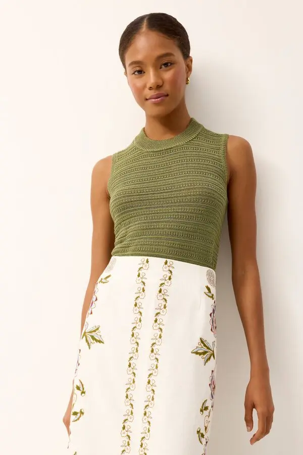 MARIE OLIVER Nev Knit Top - Pesto
