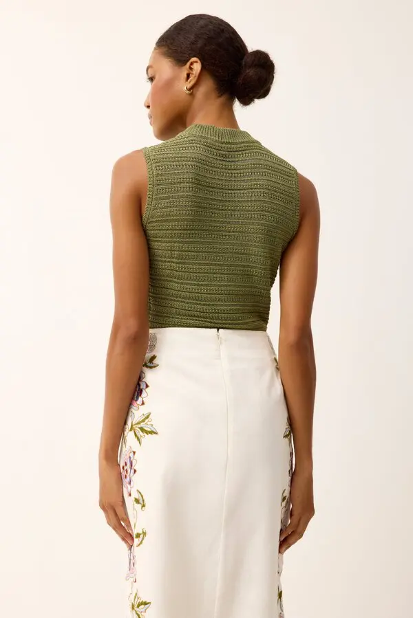 MARIE OLIVER Nev Knit Top - Pesto
