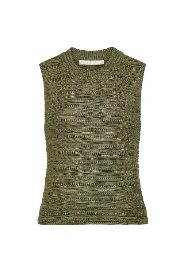 MARIE OLIVER Nev Knit Top - Pesto