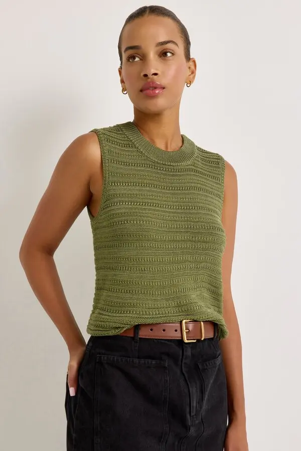 MARIE OLIVER Nev Knit Top - Pesto