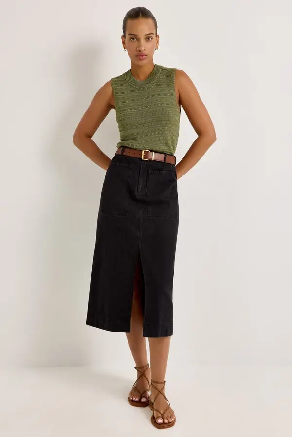 MARIE OLIVER Nev Knit Top - Pesto