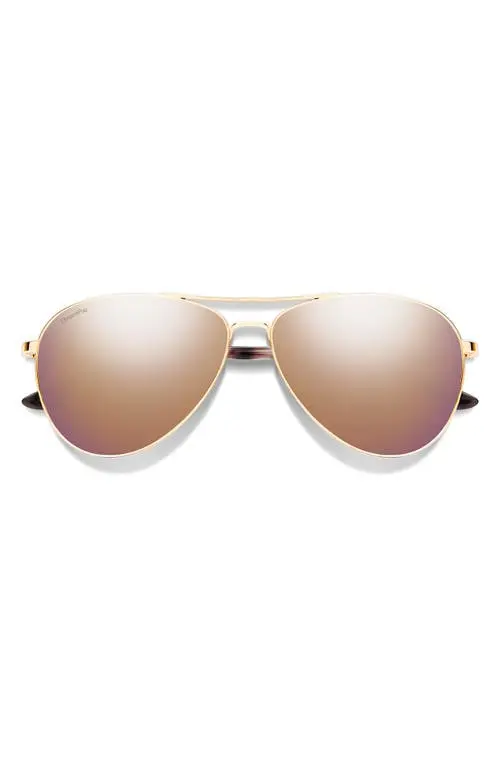 SMITH Langley Ii 61mm Chromapop™ Polarized Aviator Sunglasses - Rose Gold / Rose Gold Mirror