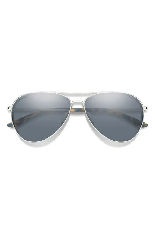 SMITH Langley Ii 61mm Chromapop™ Polarized Aviator Sunglasses - Silver/slate