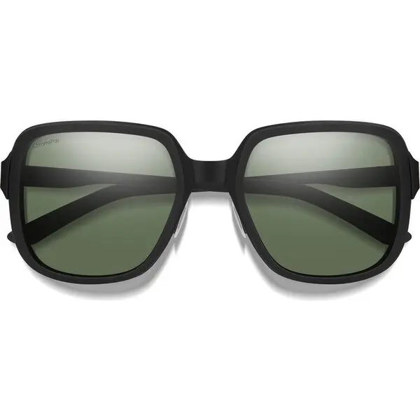 SMITH Aveline Square Sunglasses - Matte Black / Gray Green